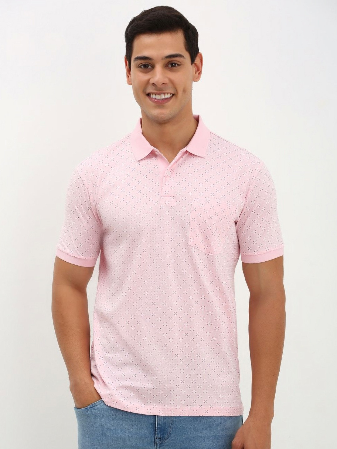 Buy Allen Solly Men Floral Printed Print Polo Collar Cotton T Shirt ...