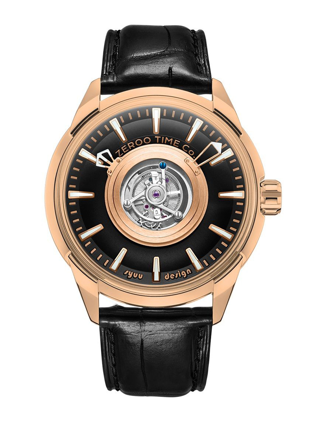 Buy ZEROO Unisex Skeleton Dial & Leather Straps Analogue Watch ZT006RBR ...