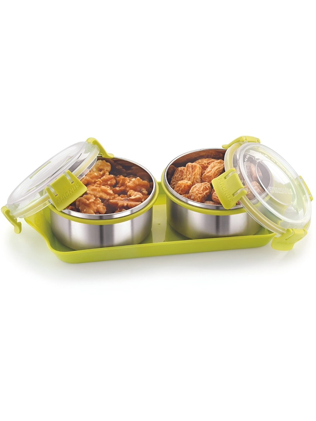 Buy MAGNUS Green 2 Pieces Steel Utility Containers 750ml - Lunch Box ...
