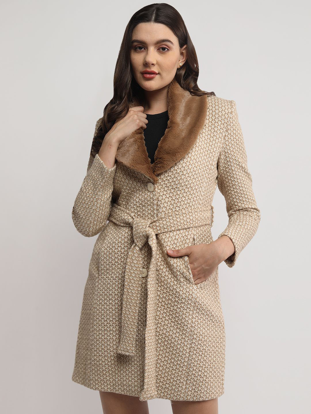 Buy PROTEX Self Design Overcoats - Coats for Women 30423872 | Myntra