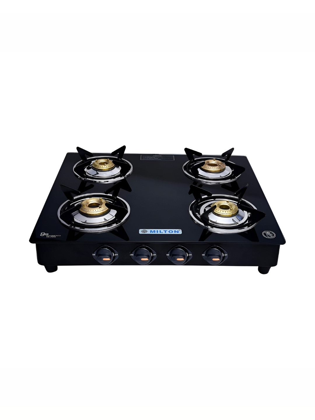 Buy Milton Premium Black 4 Burner Manual Ignition Glass Top Gas Stove ...