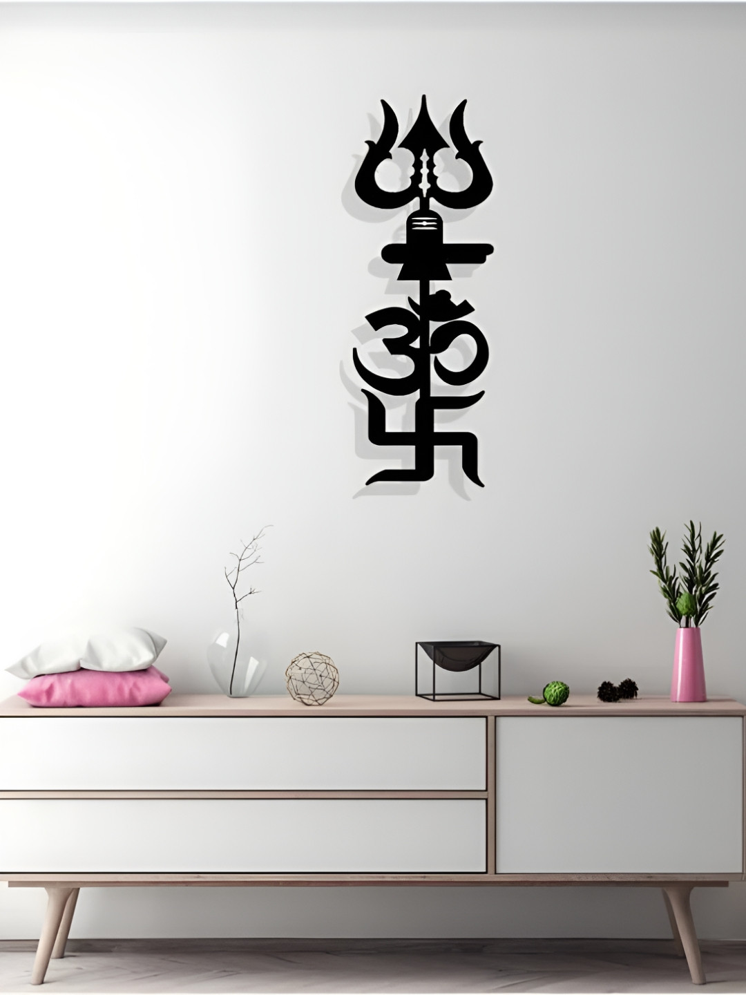 Buy ARTROOMS Black Om Swastik Metal Wall Hanging - Wall Decor for ...