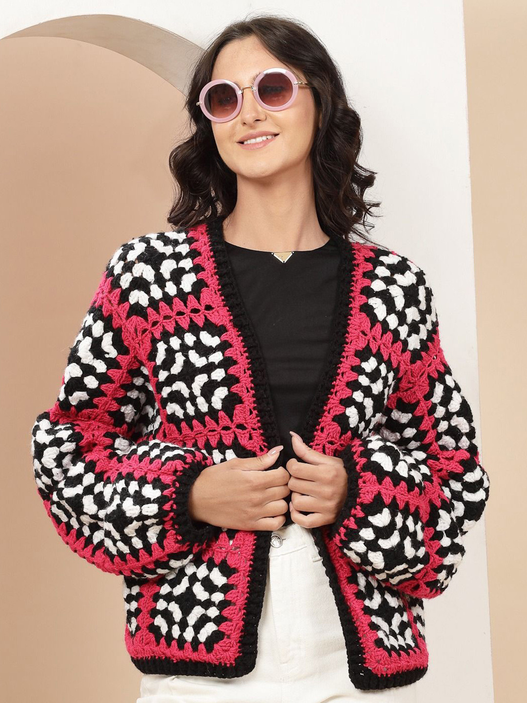 Buy Velvery Women Quirky Cardigan With Applique Detail - Sweaters for ...