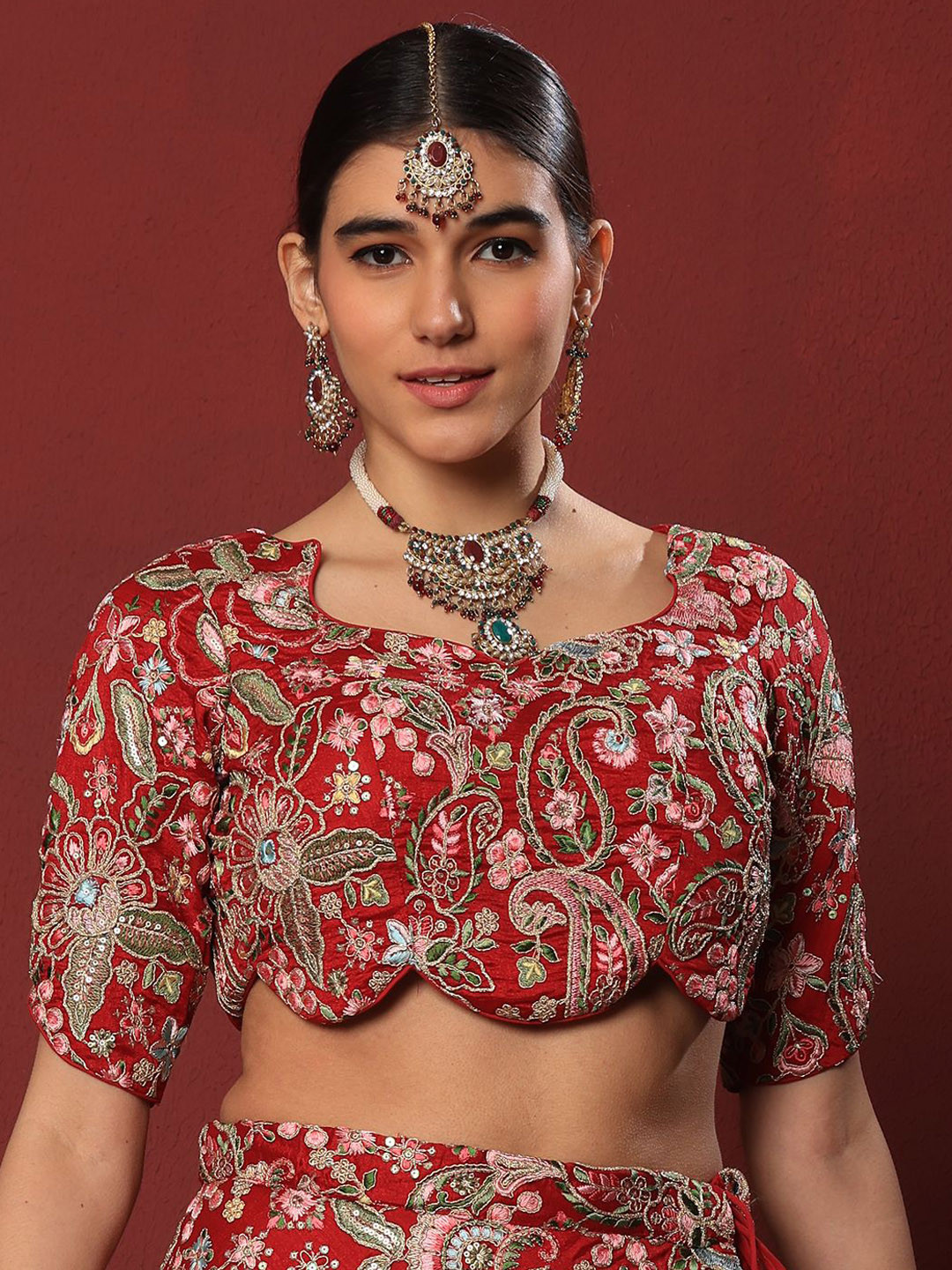 Buy Ethnovog Embroidered Short Sleeves Saree Blouse - Saree Blouse for ...