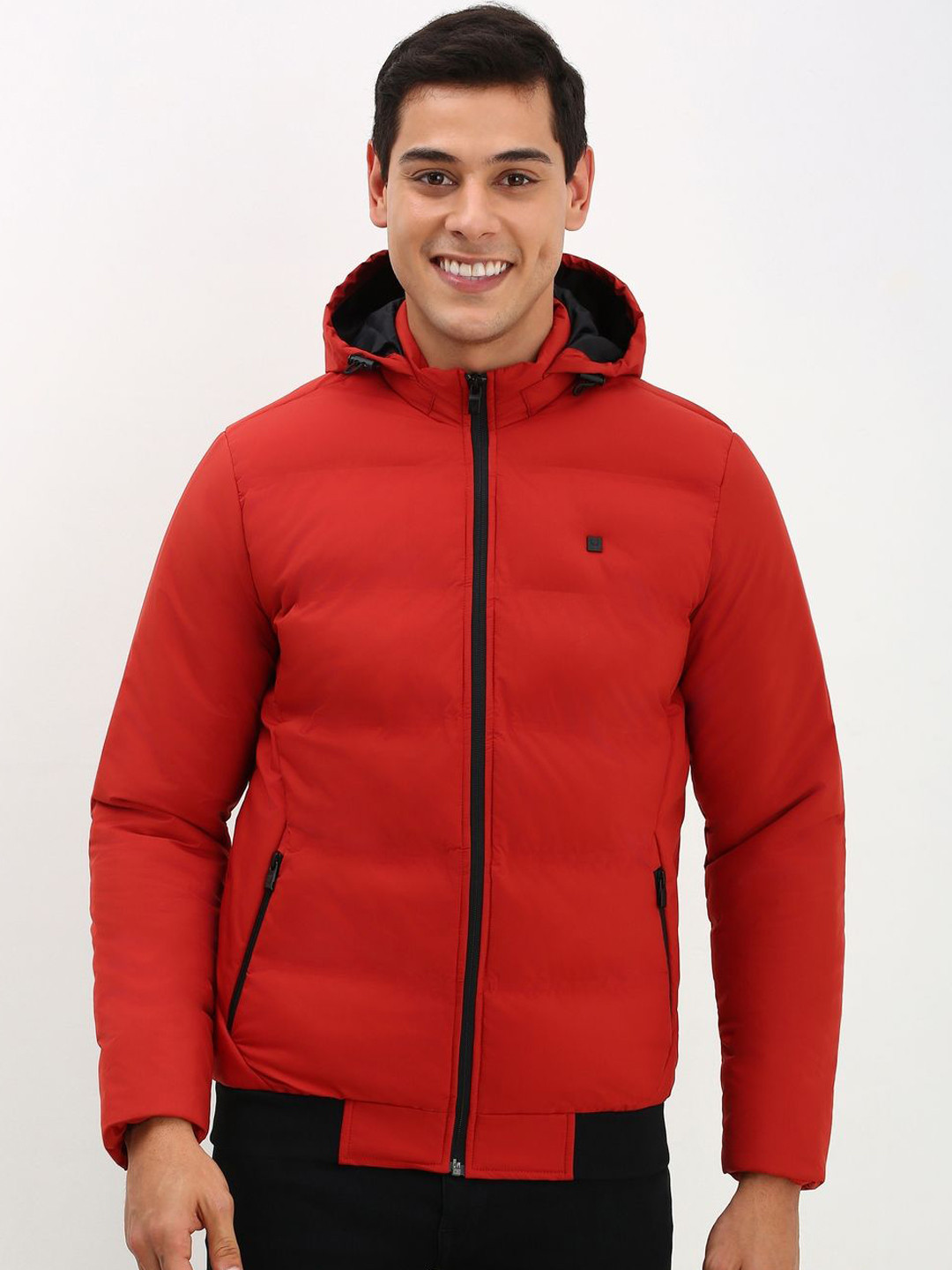 Buy Allen Solly Men Solid Hooded Puffer Jacket - Jackets for Men ...