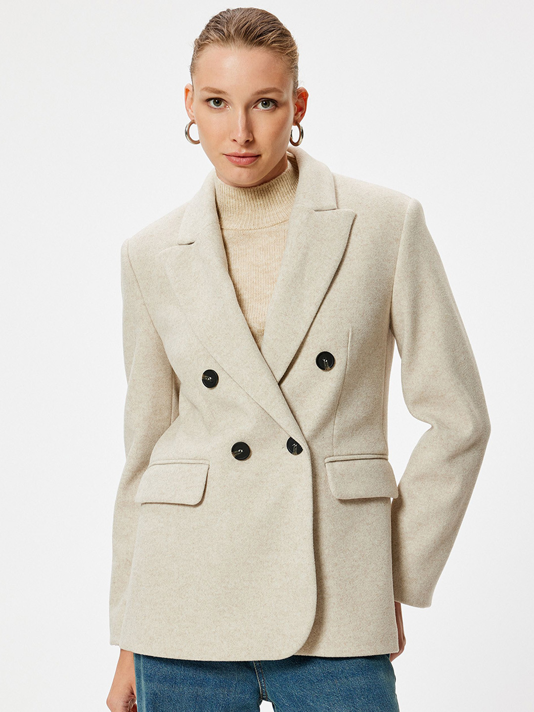 Buy Koton Women Solid Lapel Collar Tailored Jacket - Jackets for Women ...