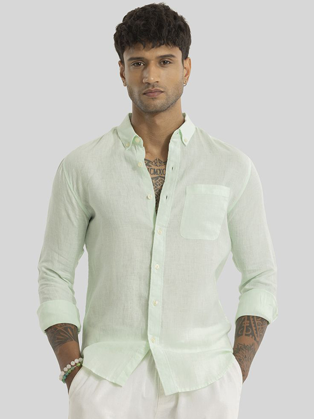 Buy Snitch Men Smart Slim Fit Solid Button Down Collar Casual Shirt ...