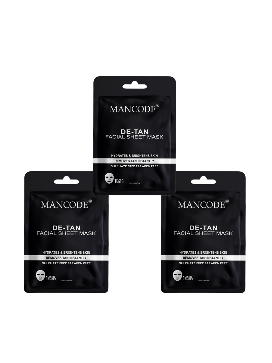 Buy MANCODE Set Of 3 De Tan Facial Sheet Mask 25ml Each - Sheet Masks for Unisex 30403015 | Myntra