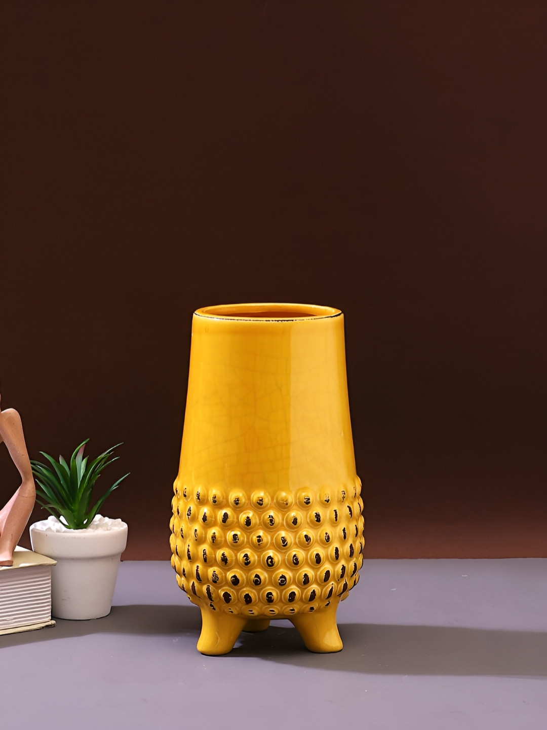 Buy TAYHAA Mustard & Black Elegant Styled Ceramic Flower Vase - Vases ...