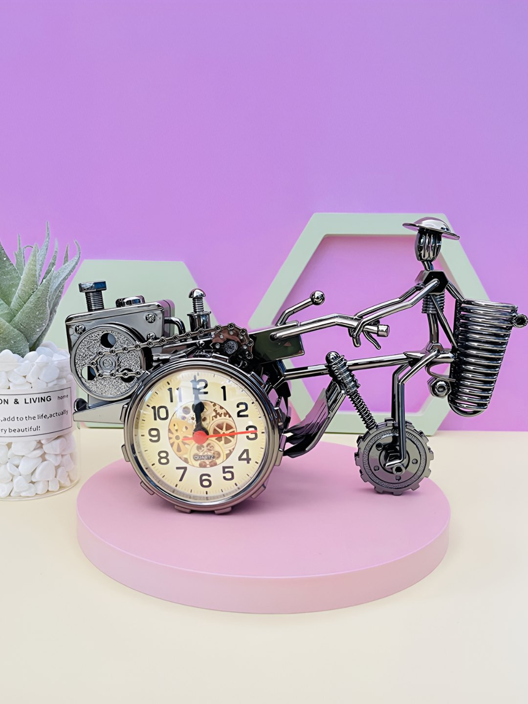 Buy Spiaty Black & Cream Coloured Tractor Shaped Round Alarm Clock ...