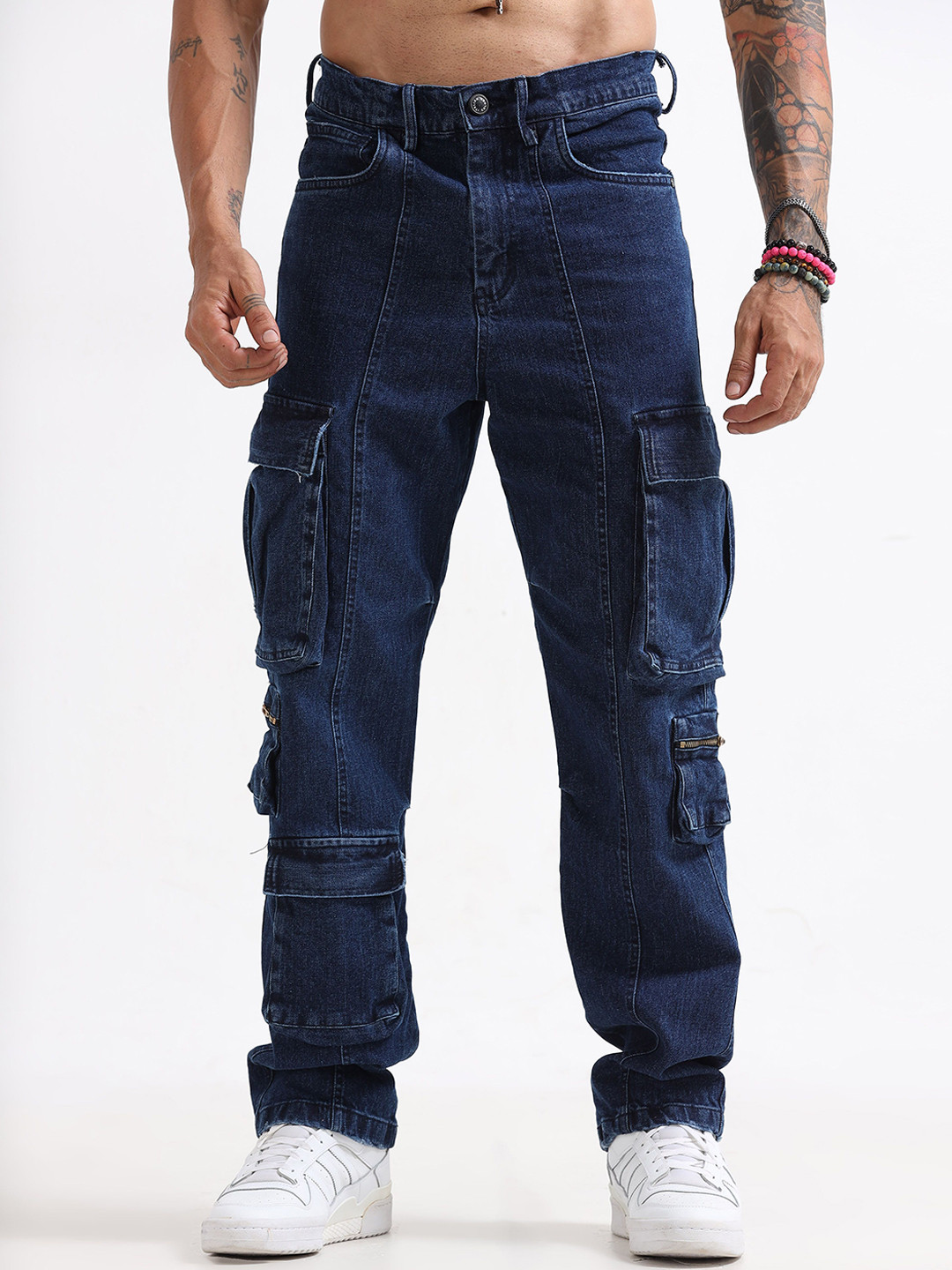 Buy Italian Colony Men's Urban Utility Relaxed Fit Denim Cargo ...