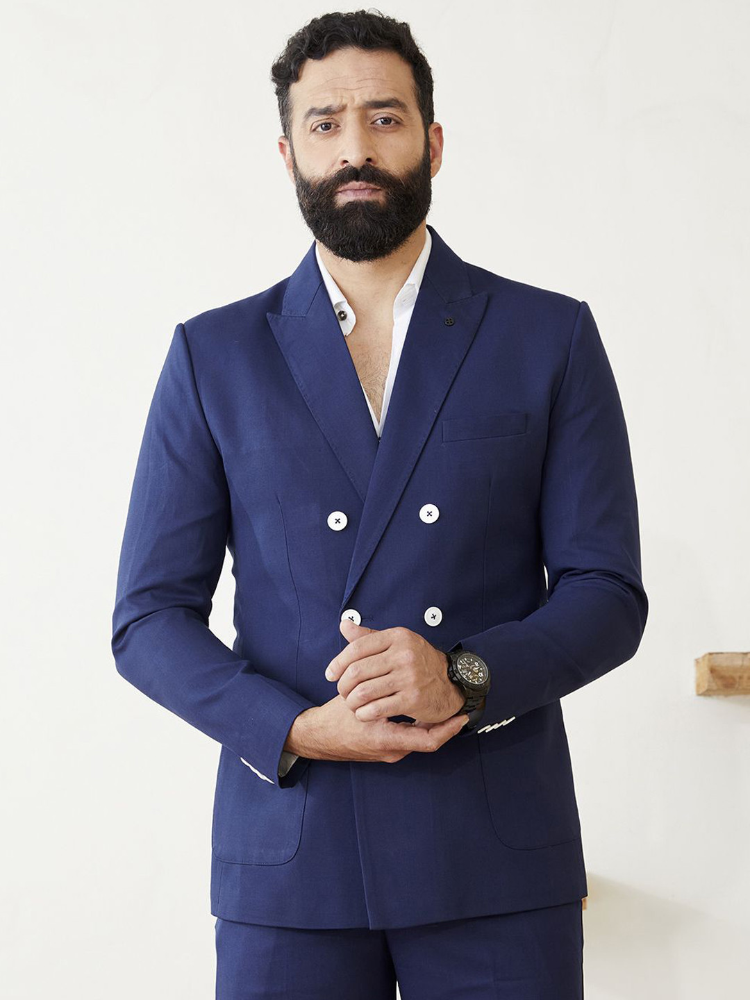 Buy MR BUTTON Tailored Fit Double Breasted Blazer - Blazers for Men ...