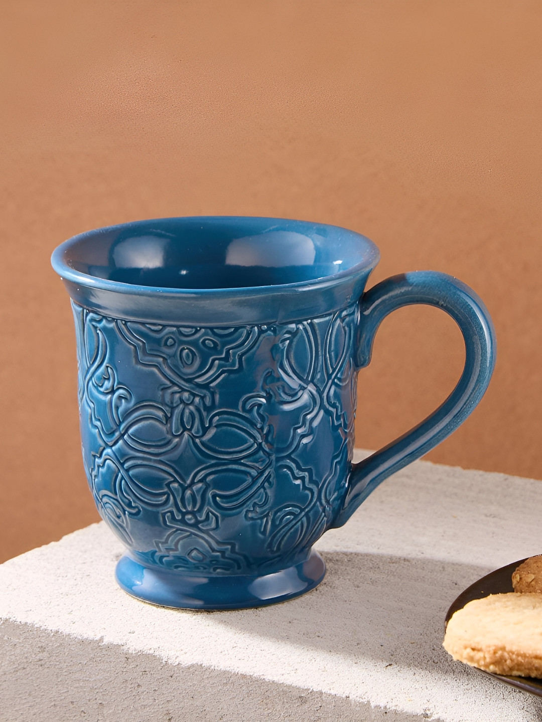 Buy Fabindia Blue Textured Ceramic Matte Mugs Set Of Cups And Mugs ...