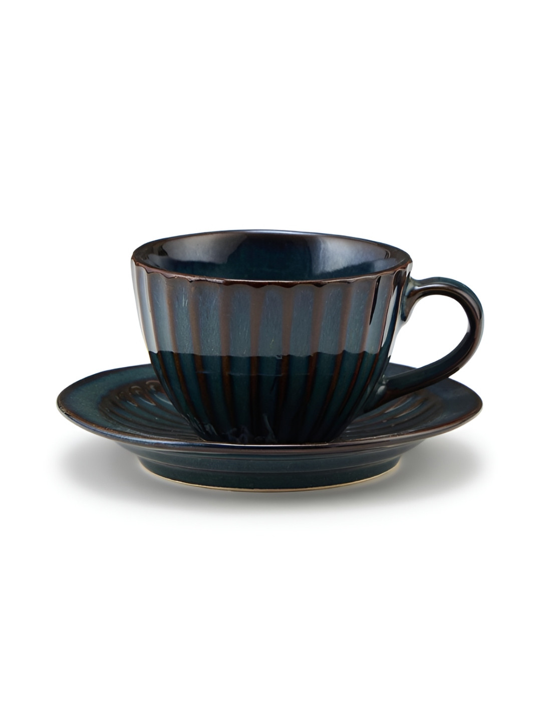 Buy Fabindia Blue Ceramic Maahi Cup N Saucer Set - Tea Set for Unisex ...