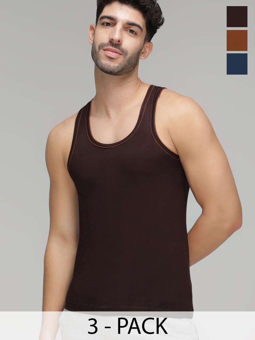Buy AMUL COMFY Pack Of 3 Pure Cotton Undershirt Vests AC VE CVESTDFRN ...