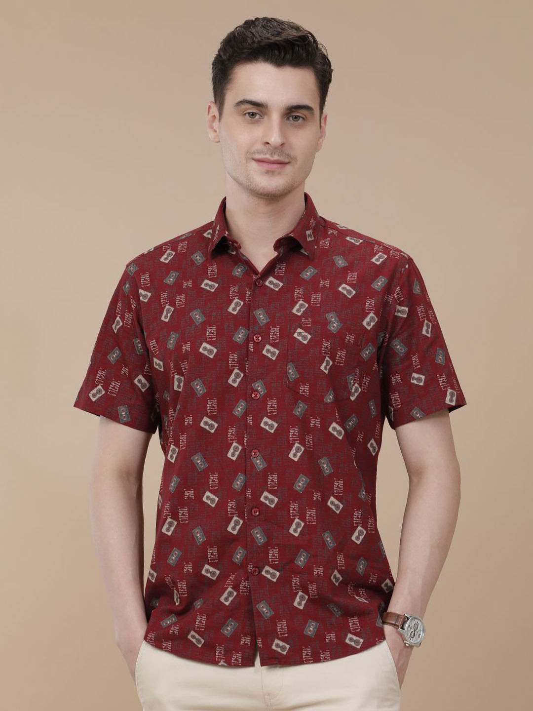 Buy CAVALLO By Linen Club Contemporary Slim Fit Conversational Printed ...