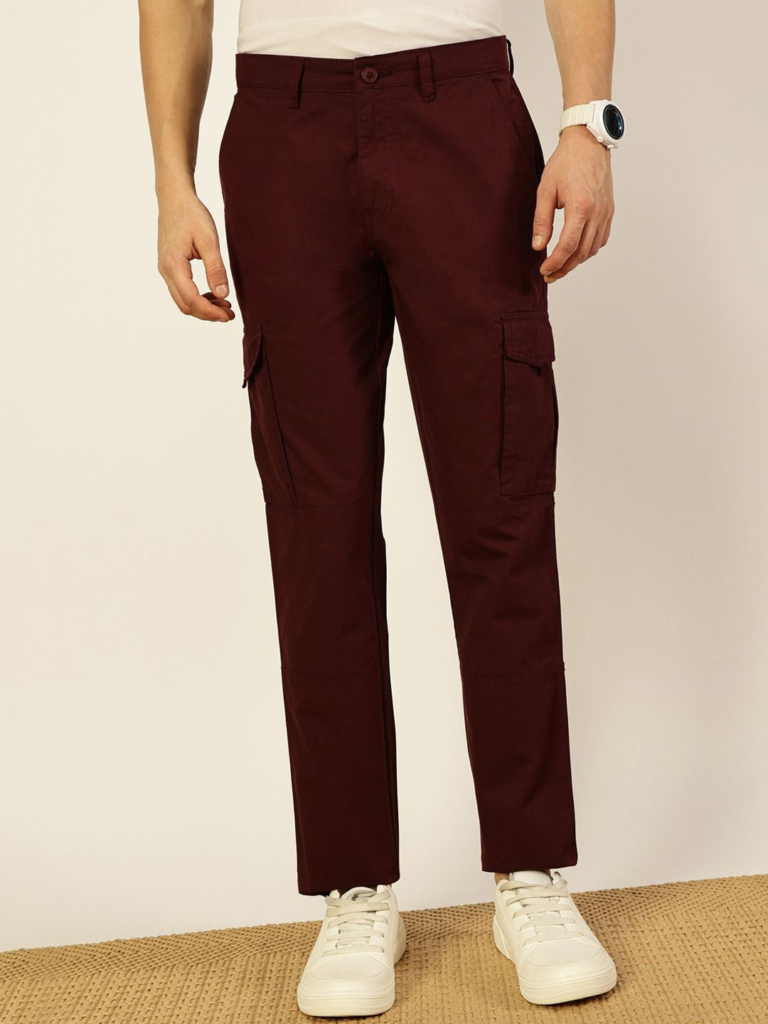 Buy Thomas Scott Men Smart Fit Mid Rise Cargos Trousers - Trousers for ...