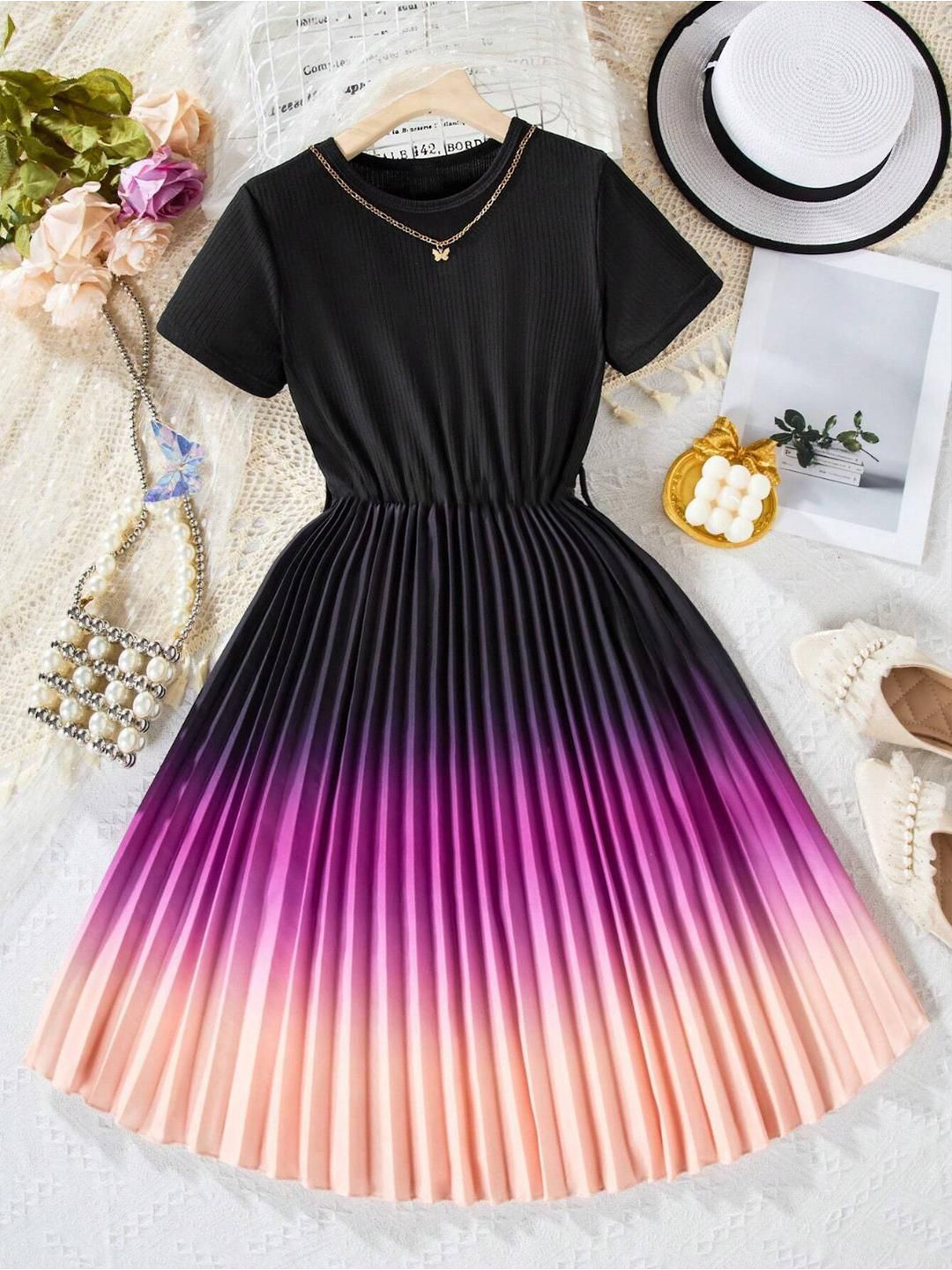 Buy Miss & Chief Girls Tie And Dye Printed Fit & Flare Midi Dress ...