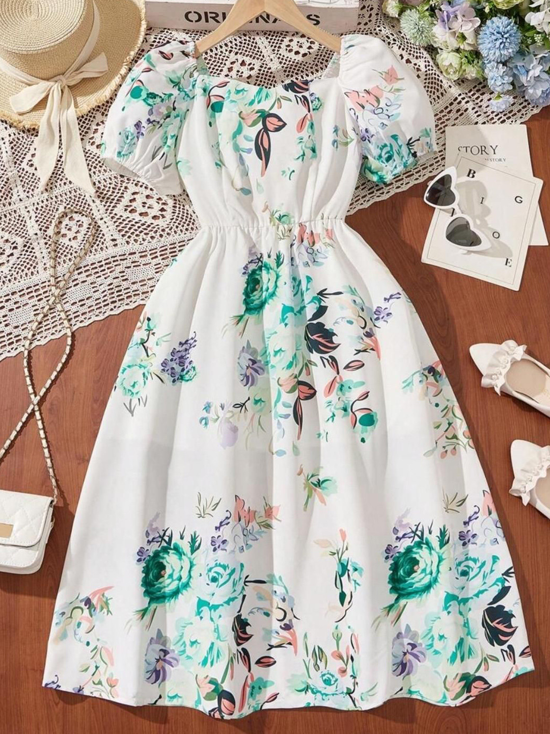 Buy Miss & Chief Girls Floral Printed Gathered Tiered Fit & Flare Maxi ...