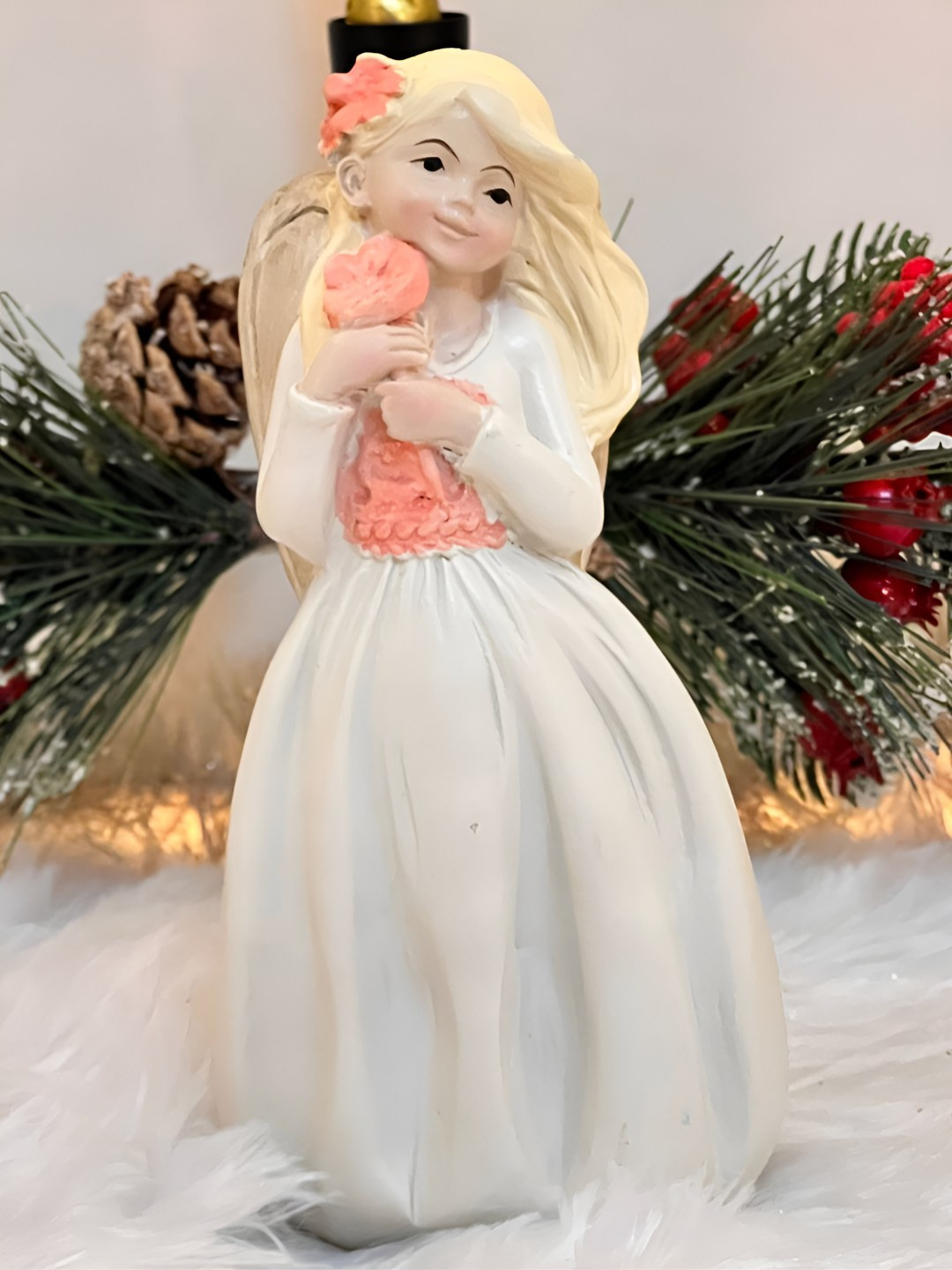 Buy Timaya's Decor White & Pink Angel Figurine Showpiece - Showpieces ...