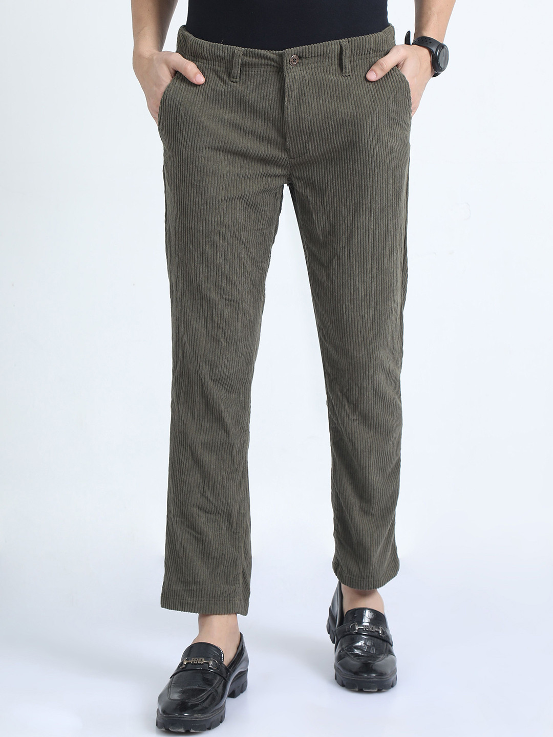 Buy RIGS AND RAGS Men Textured Smart Straight Fit Trousers - Trousers ...