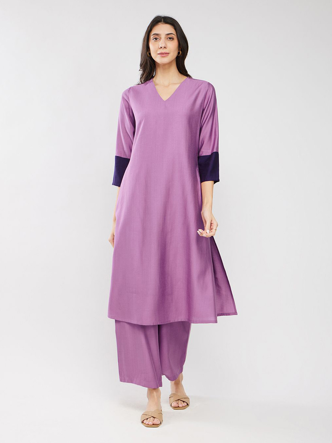Buy Pink Fort Women Regular Kurta With Trousers - Kurta Sets for Women ...