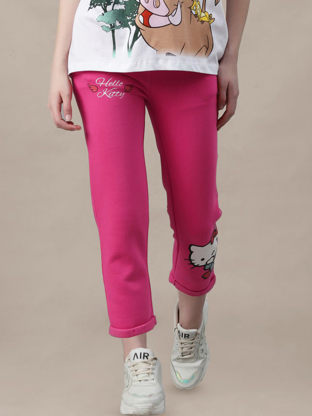 Buy Kids Ville Girls Hello Kitty Printed Cotton Track Pants - Track ...