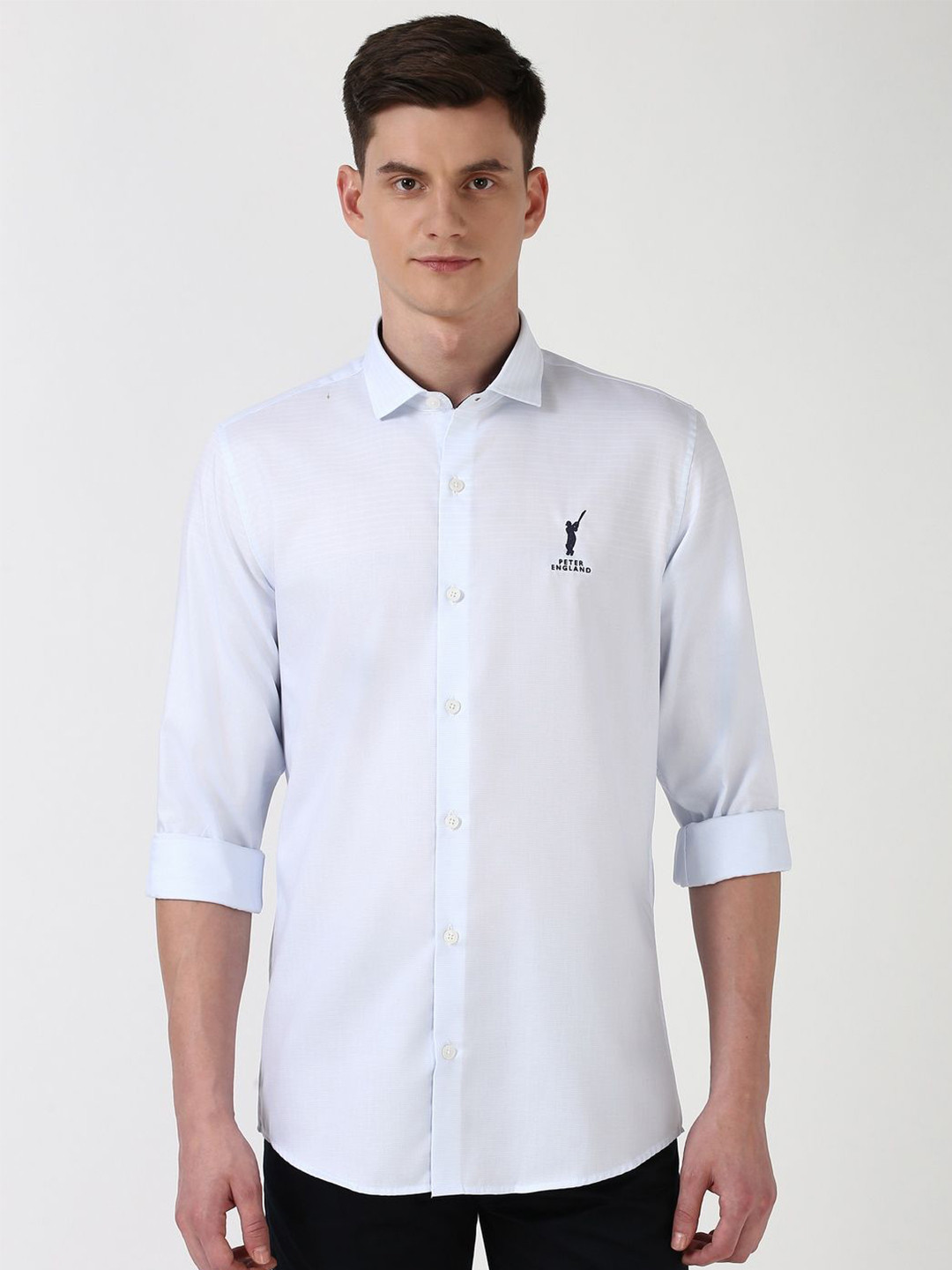 Buy Peter England Casuals Men Slim Fit Horizontal Stripes Opaque ...