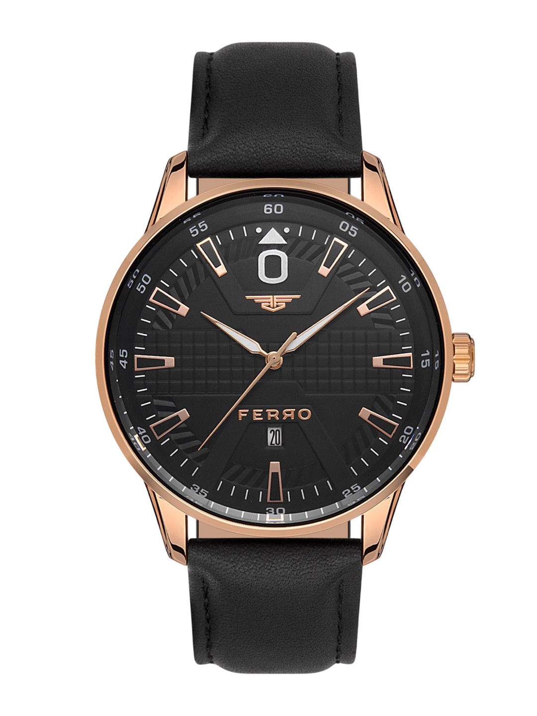 Buy Ferro Men Brass Dial & Leather Straps Analogue Watch F11199B R ...