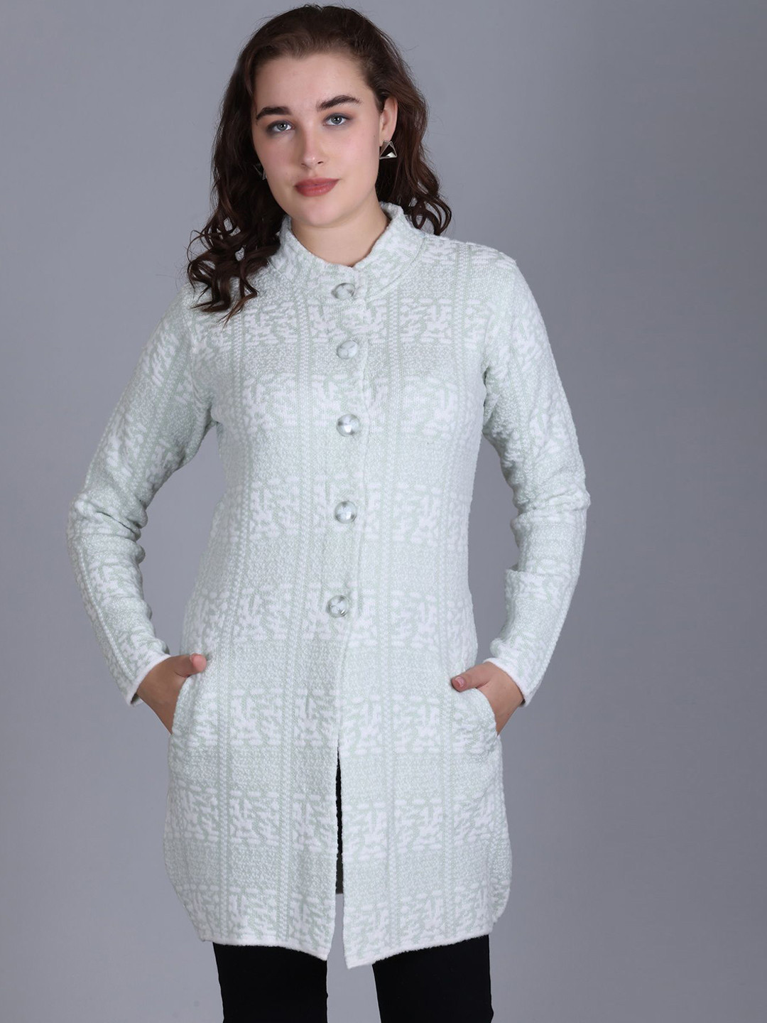 Buy MONTREX Women Self Design Single Breasted Winter Longline Coats ...