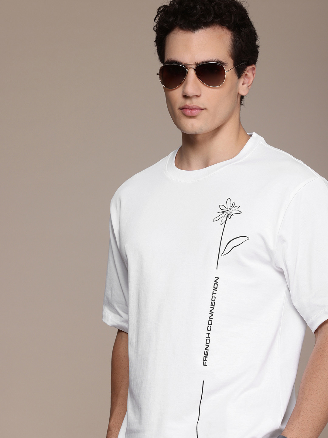 Buy French Connection Brand Logo Printed Drop Shoulder Sleeves Pure ...