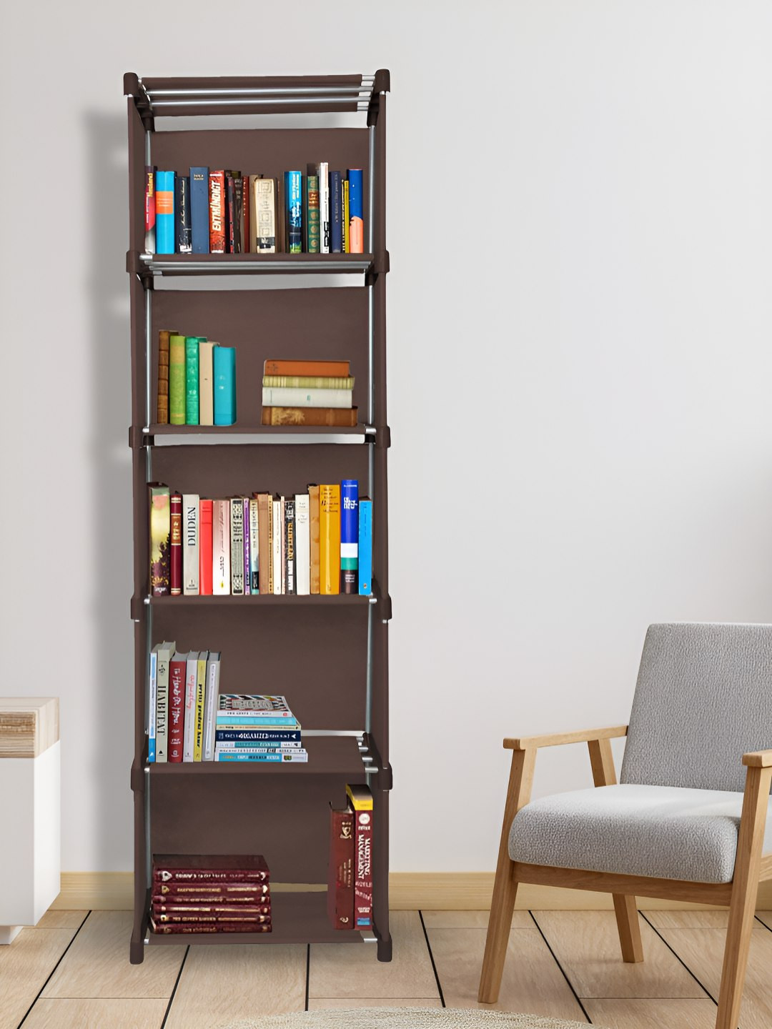 Buy Decent Hut Brown Open 6 Shelves Multipurpose Storage Rack Organizer ...