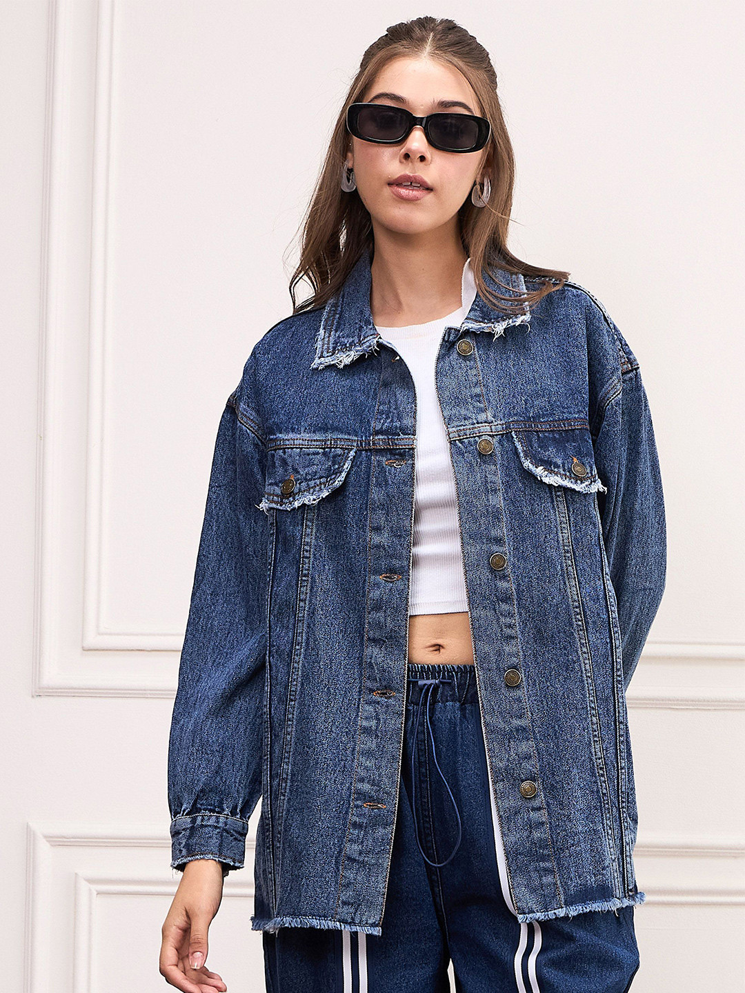 Buy SASSAFRAS Women Opaque Casual Shirt Oversized - Shackets for Women ...