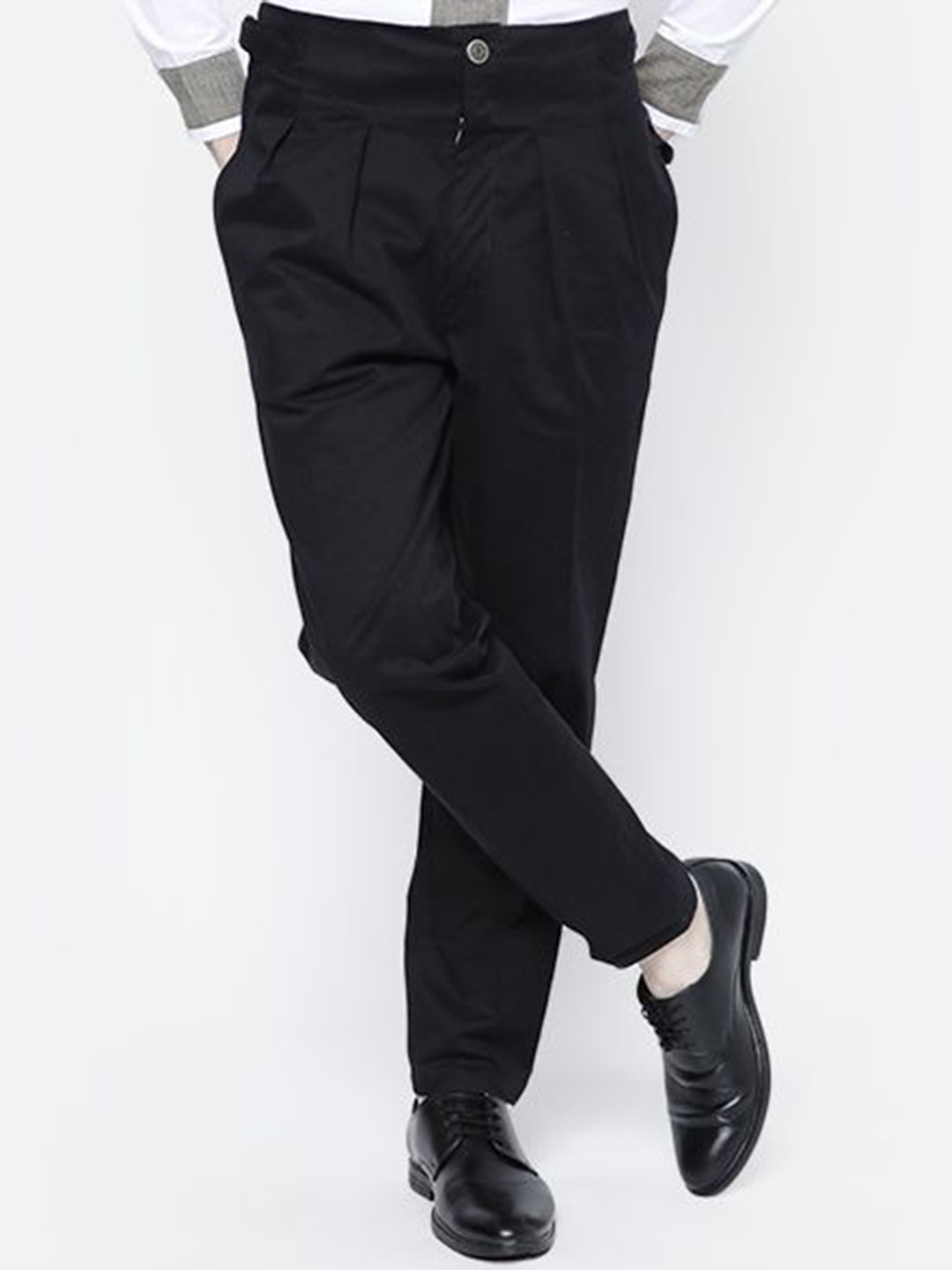Buy SAMMYUKK Men Pleated Mid Rise Formal Trousers - Trousers for Men ...