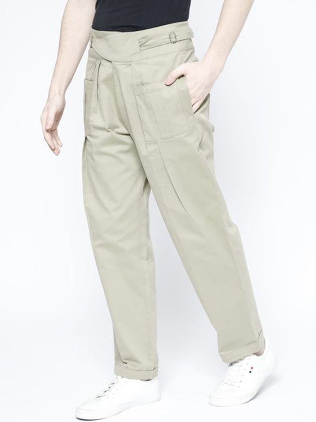 Buy SAMMYUKK Men Relaxed Loose Fit Pleated Korean Pants - Trousers for ...