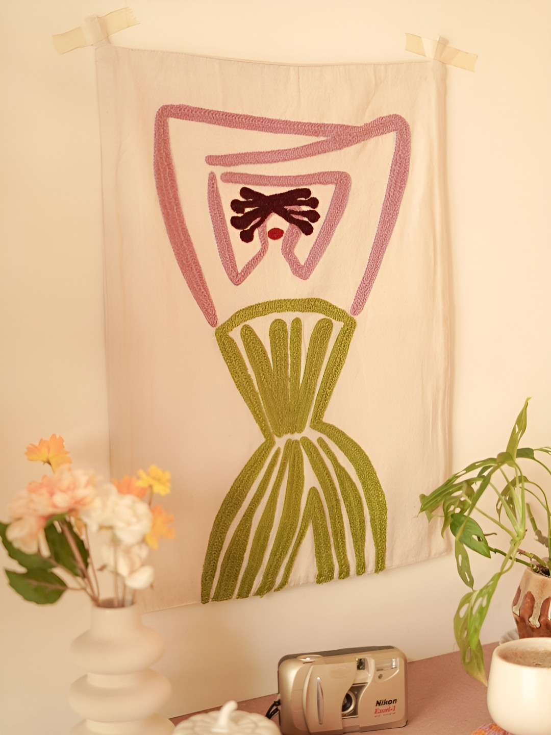 Buy HYPPY Beige & Pink Printed Canvas Rectangular Tapestry - Tapestry ...