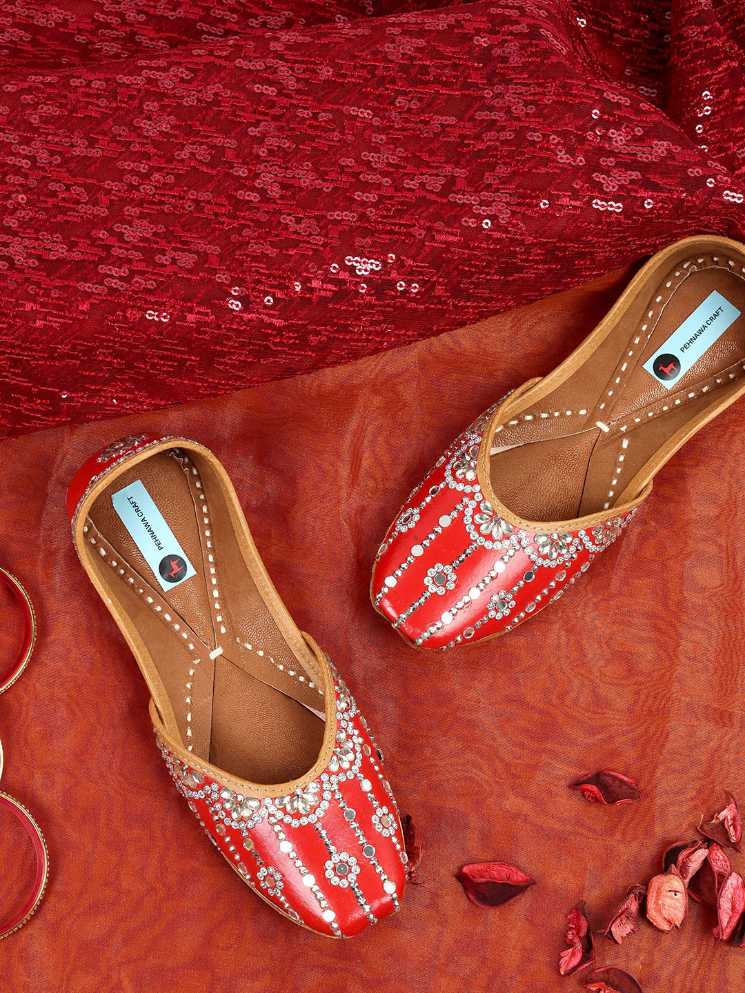 Buy PehnawaCraft Women Printed Leather Mojaris - Casual Shoes for Women ...