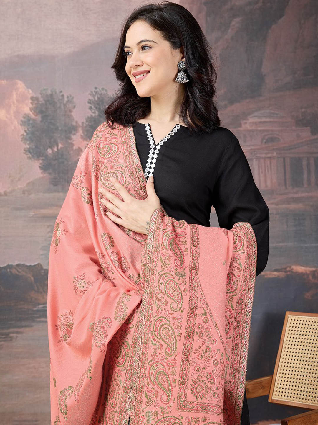 Buy House Of Pataudi Women Ethnic Woven Design Shawl - Shawl for Women ...