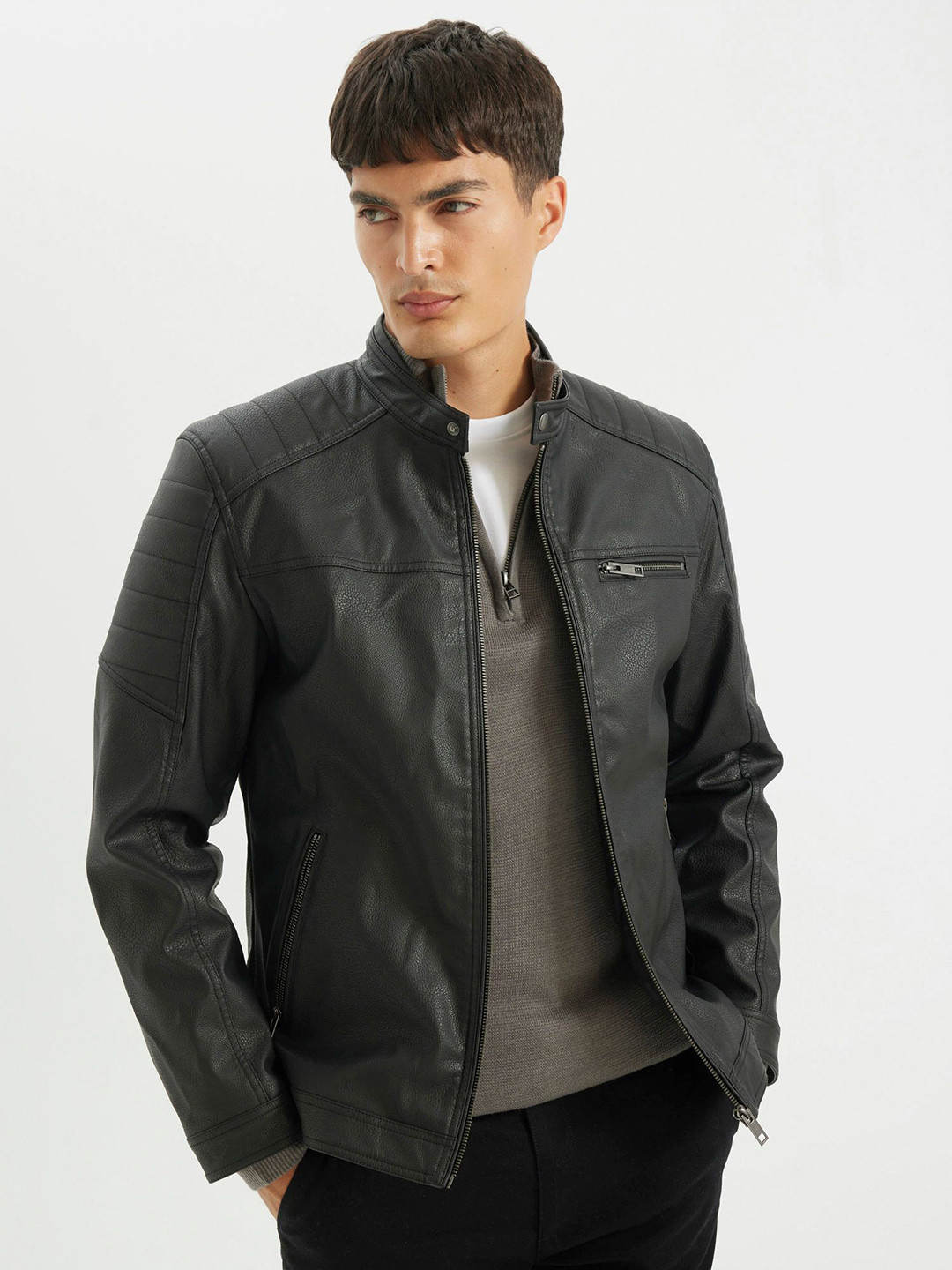 Buy DeFacto Men Biker Jacket - Jackets for Men 31738459 | Myntra