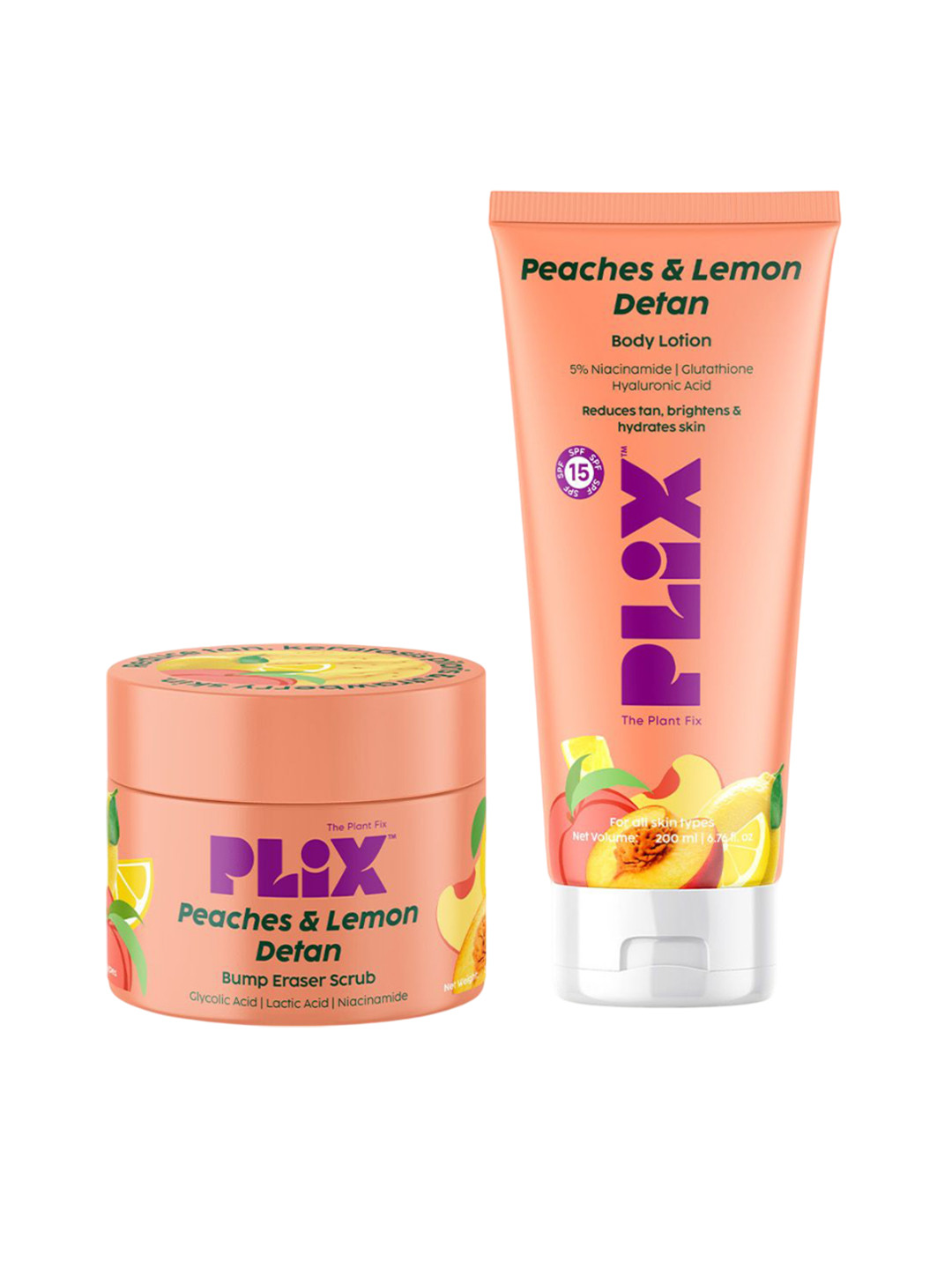 Buy PLIX THE PLANT FIX Set Of 2 Peaches, Lemon Detan Body Scrub & Body ...
