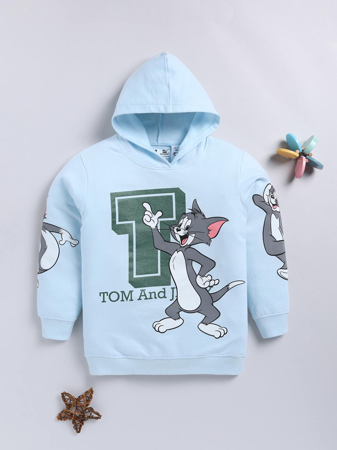 Buy YK X Minute Mirth Girls Tom And Jerry Printed Hooded Sweatshirt ...