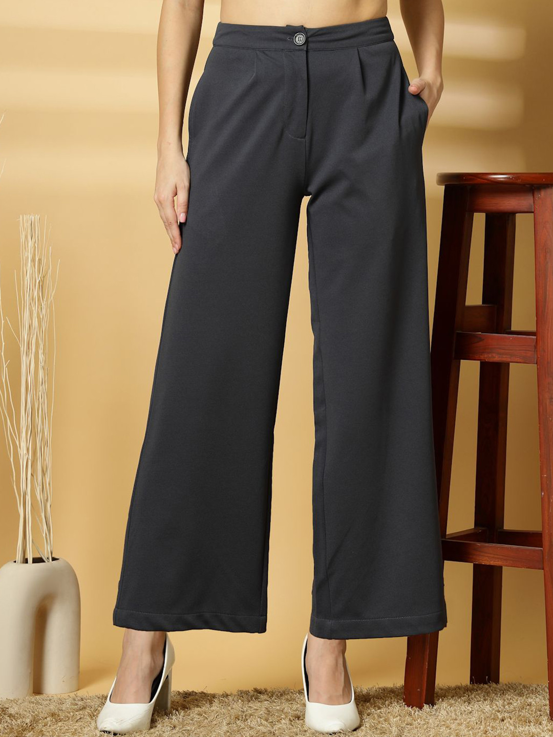 Buy Oomph! Women Relaxed Pleated Trousers - Trousers for Women 31736373 ...