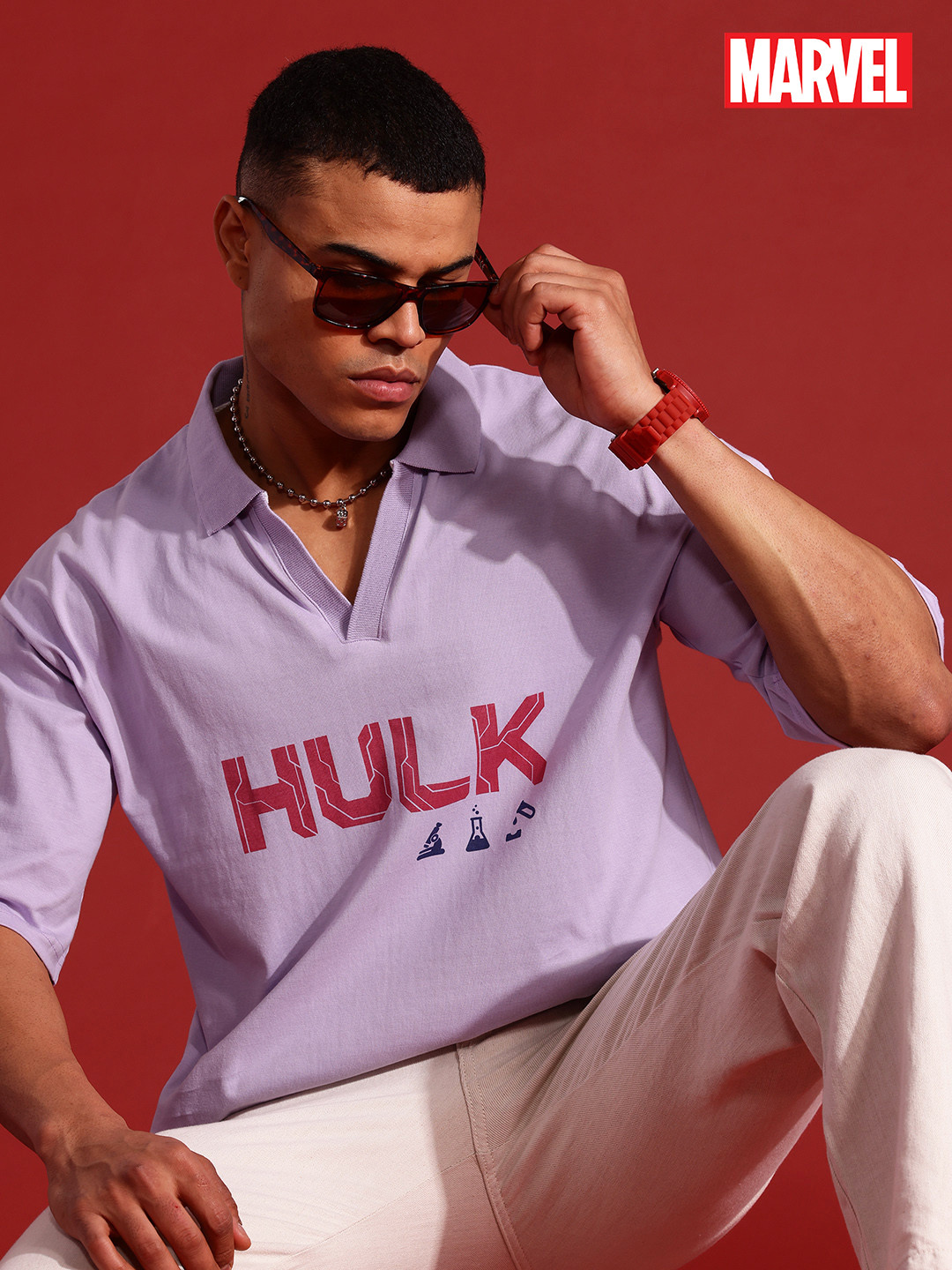 Buy MARVEL Hulk Humour Comic Polo Collar Relaxed T Shirt - Tshirts for ...