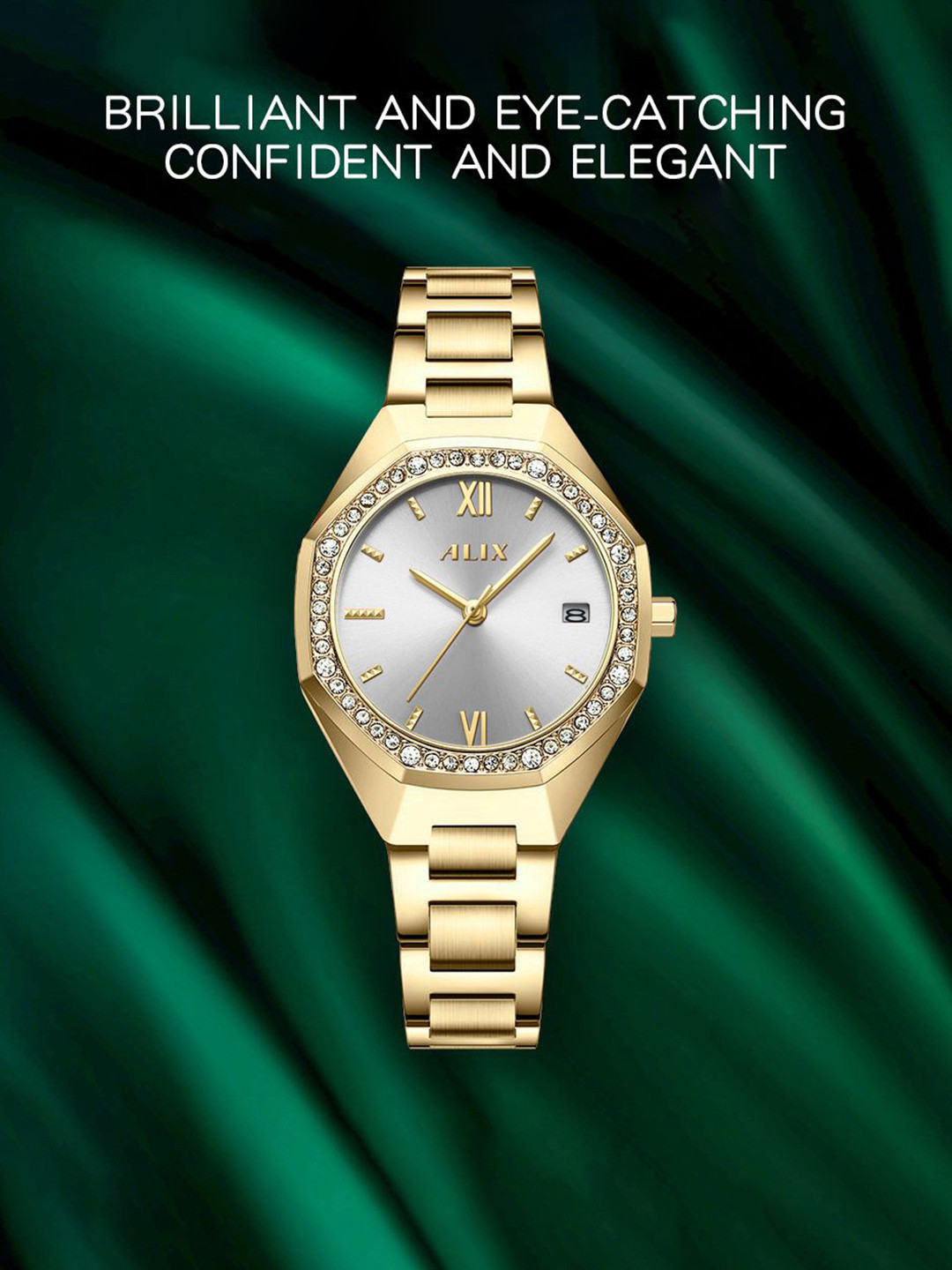 Buy ALIX Women Brass Embellished Dial & Steel Bracelet Style Straps ...