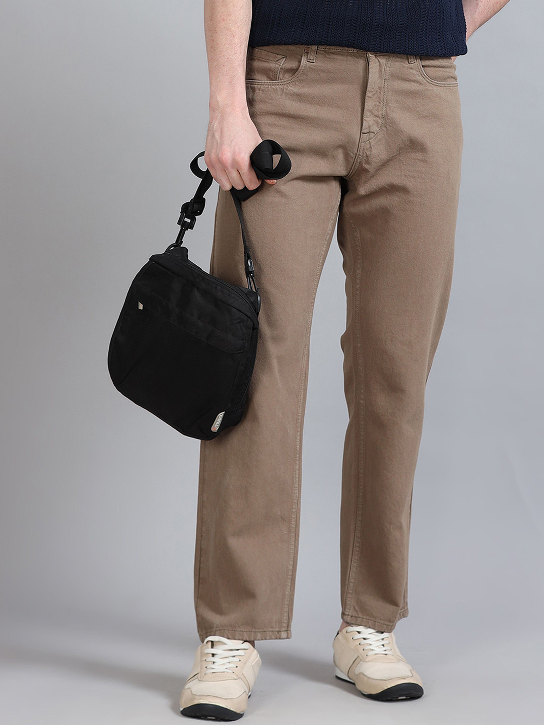 Buy The Roadster Lifestyle Co Men Comfort Pure Cotton Straight Fit Mid ...