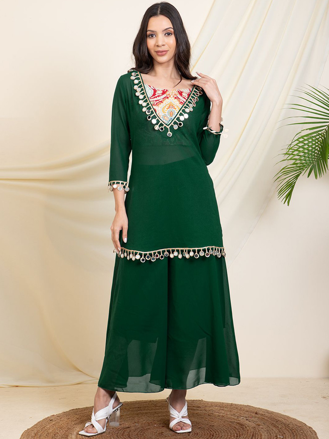 Buy DEEBACO Printed Top With Palazzo Co Ords - Co Ords for Women ...