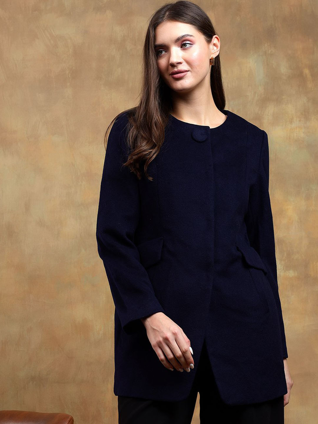 Buy Kotty Women Solid Mandarin Collar Overcoat - Coats for Women ...