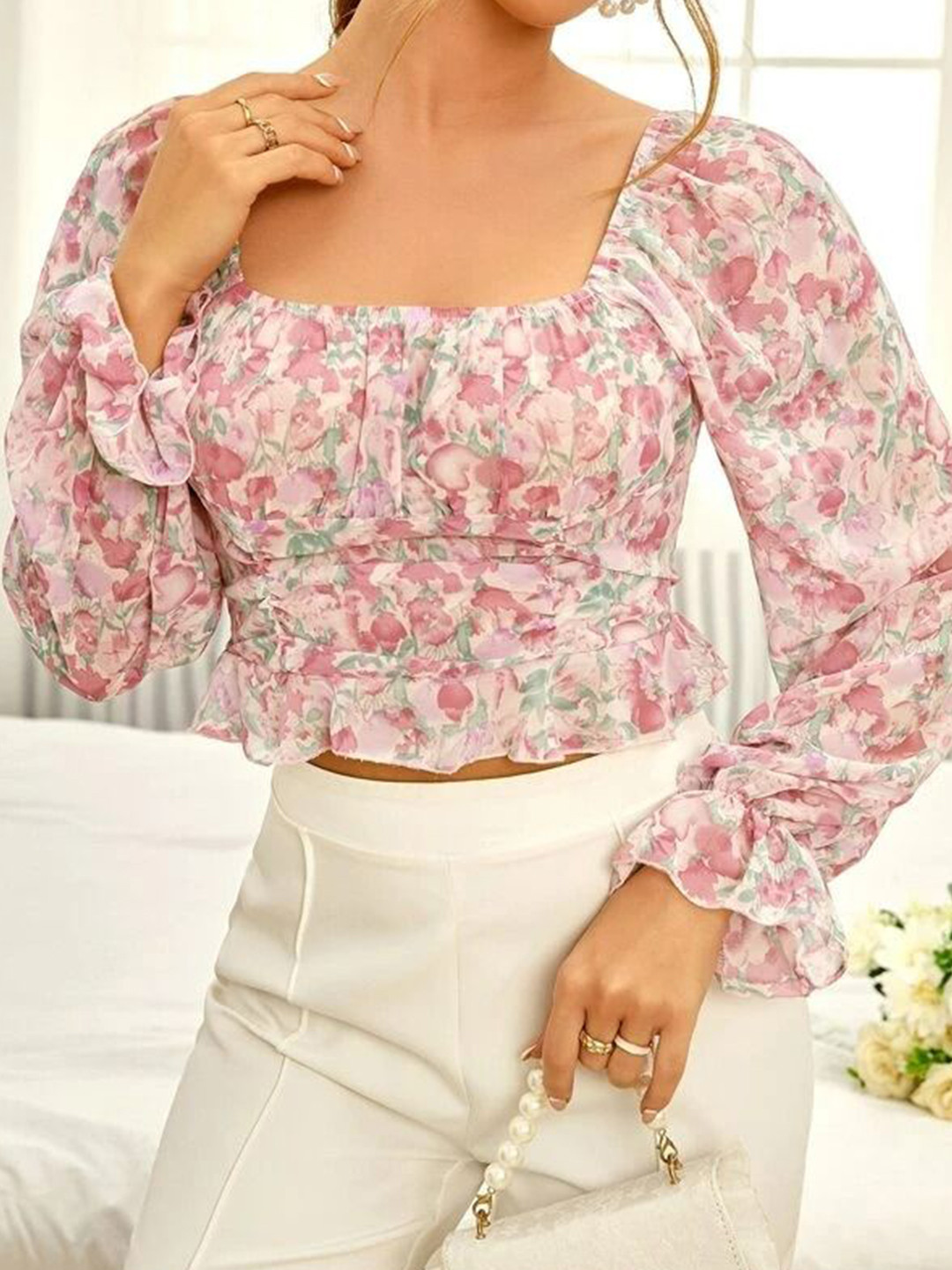 Buy Stylecast X Slyck Floral Printed Fitted Crop Top - Tops for Women ...