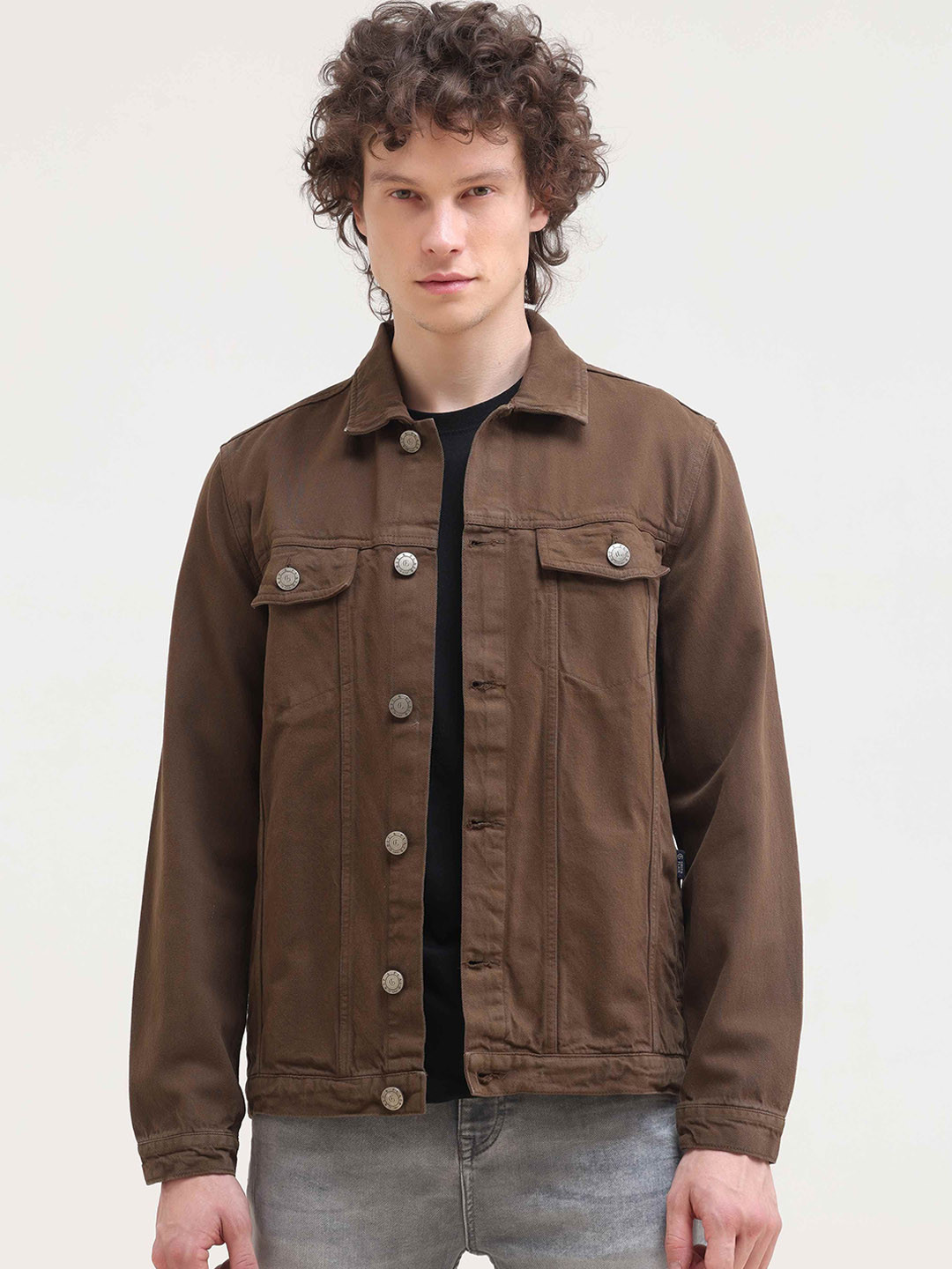 Buy Grit And Flair Men Washed Cotton Denim Jacket - Jackets for Men ...