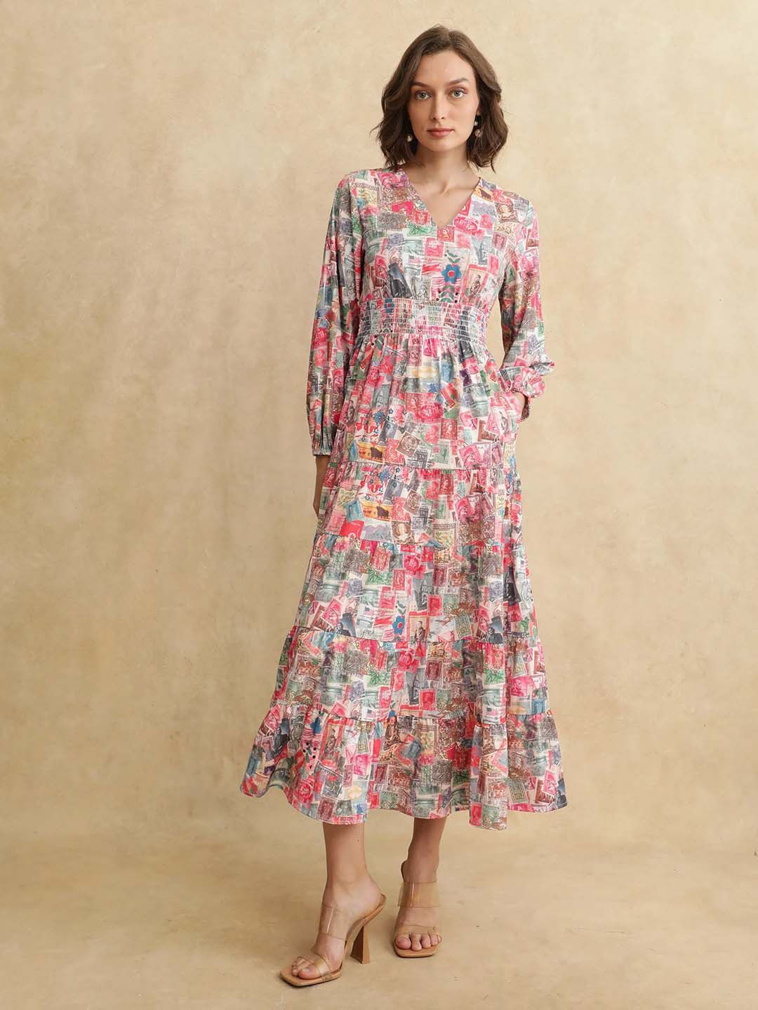 Buy RAREISM Floral Print Fit & Flare Maxi Dress - Dresses for Women ...